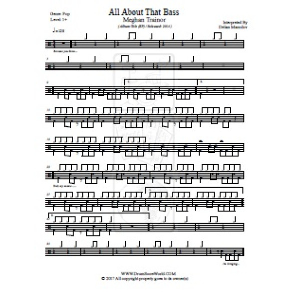 Meghan Trainor - All About That Bass - Drum Sheet - Drum Score - Drum ...