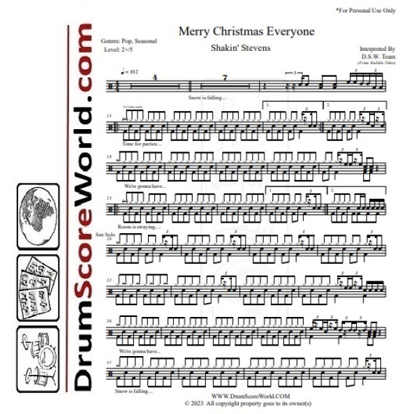 Christmas Songs Pack Two - Drum Sheet
